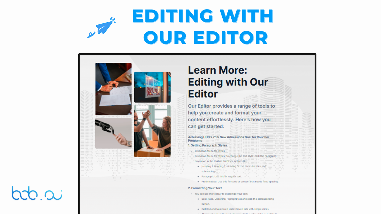 Bob.ai | Learn More: Editing with Our Editor